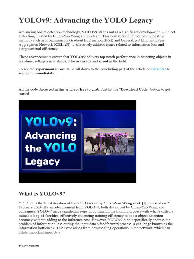 YOLOv9 - Advancing The YOLO Legacy | PDF