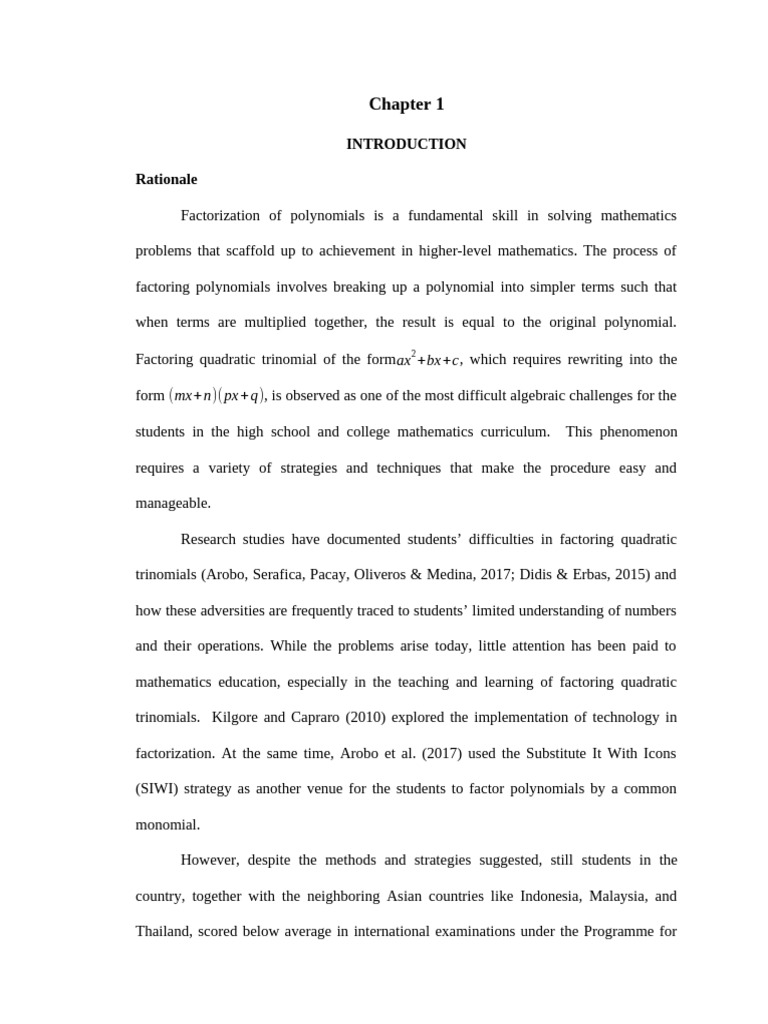 PR3 Sample Research PAper | PDF | Factorization | Teaching Methods & Materials