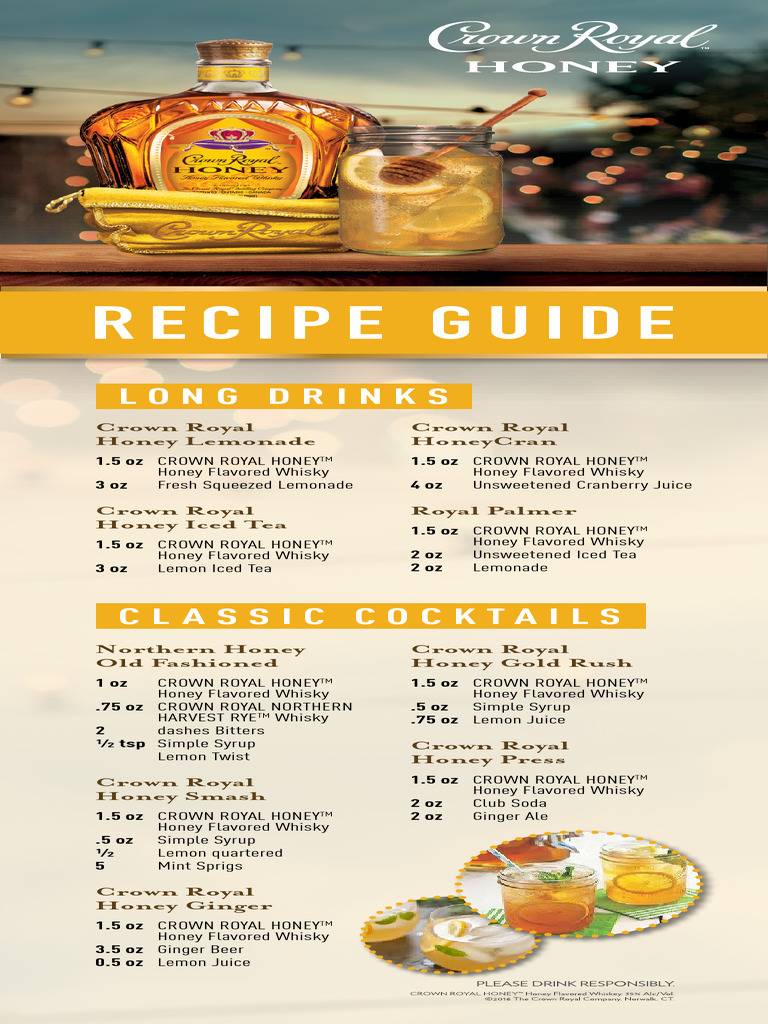 Crown Royal Honey Cocktail Recipes | PDF | Cooking, Food & Wine | Poetry
