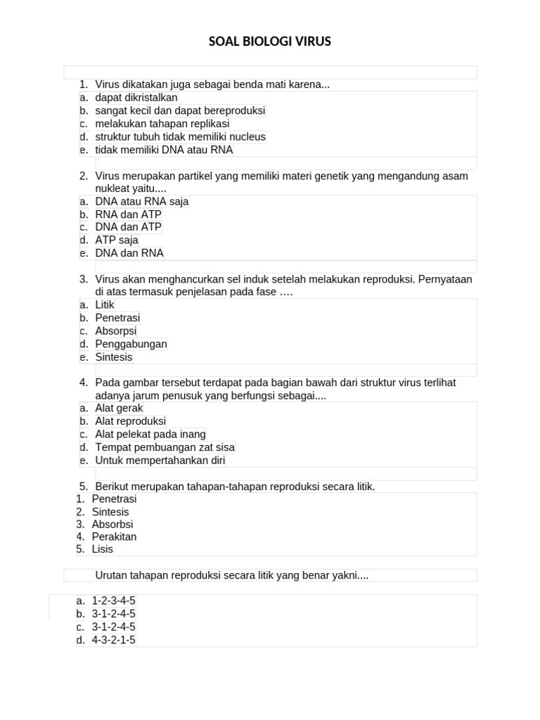 Soal Biologi Virus | PDF