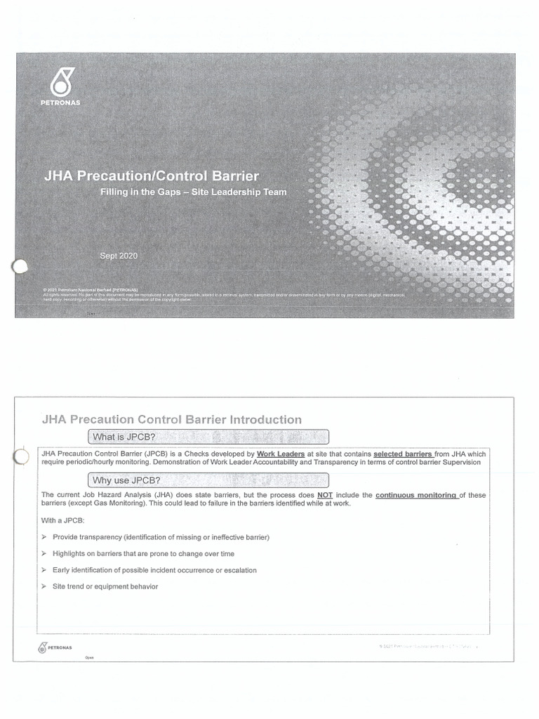 Guidelines On Jha Precaution - Control Barrier - JPCB | PDF