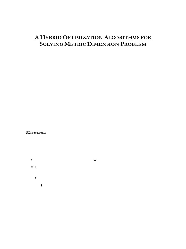 A Hybrid Optimization Algorithms For Solving Metric Dimension Problem | PDF | Mathematical ...