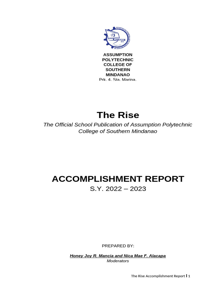 2022 2023 ACCOMPLISHMENT REPORT Edited FINAL | PDF