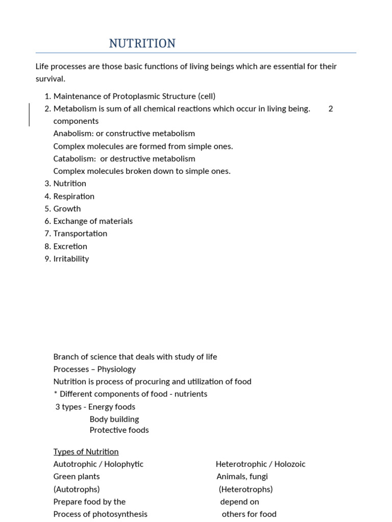 NUTRITION Notes | PDF