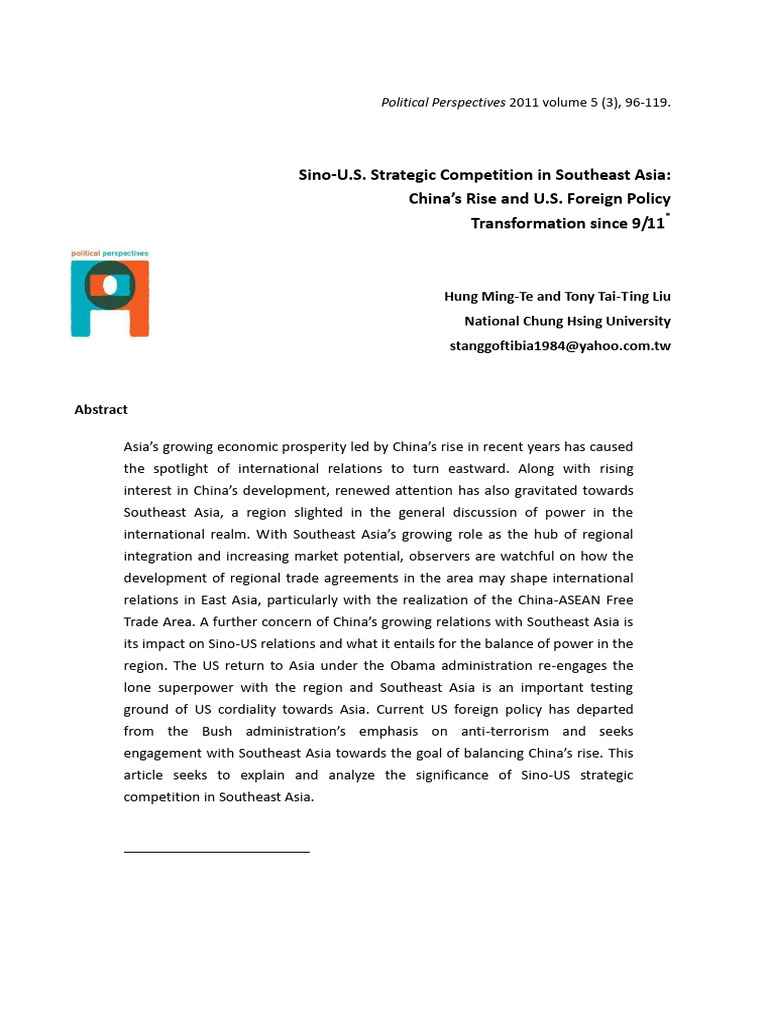 Hung, Ming-Te, Tony Tai-Tinh, Liu. Sino-U.S. Strategic Competition in ...