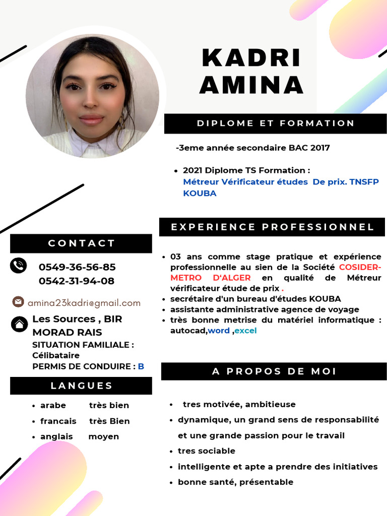 Cv Kadri Amina | PDF