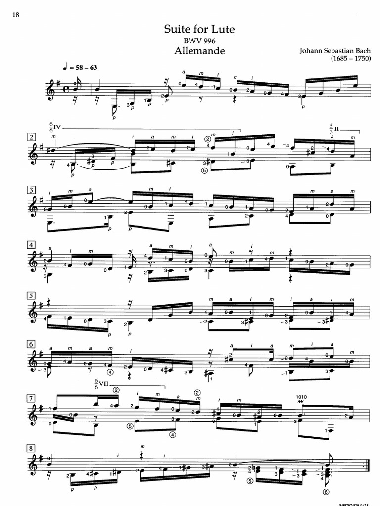 Allemande Suite 996 Bach | PDF