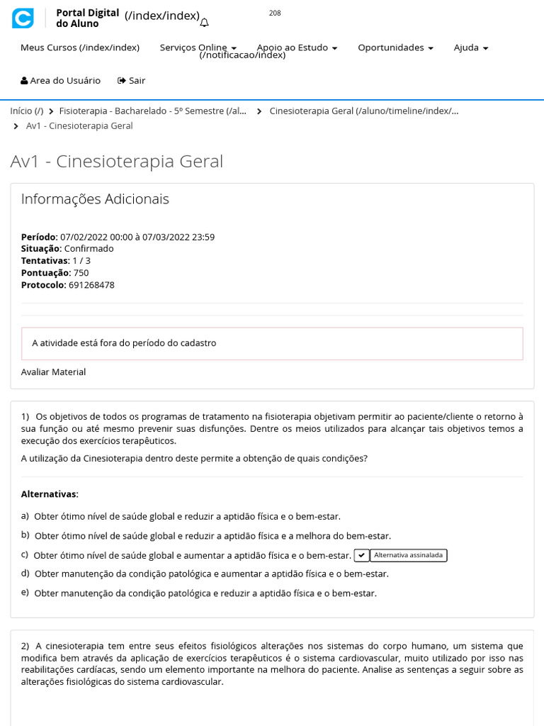 Colaborar - Av1 - Cinesioterapia Geral | PDF
