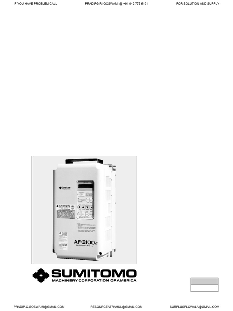 SUMITOMO AF-3100α SERIES General-purpose High-performance Inverter Maintenance Manual | PDF ...