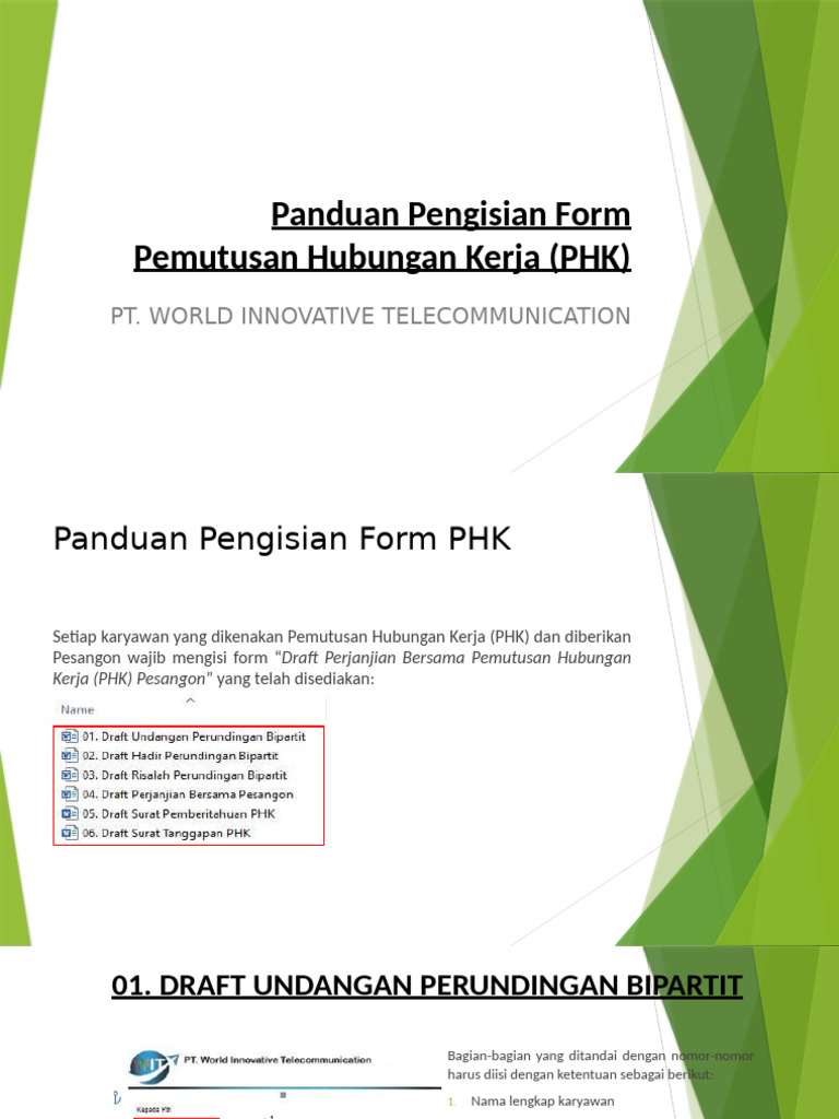 Panduan Pengisian Form Pemutusan Hubungan Kerja (PHK) | PDF