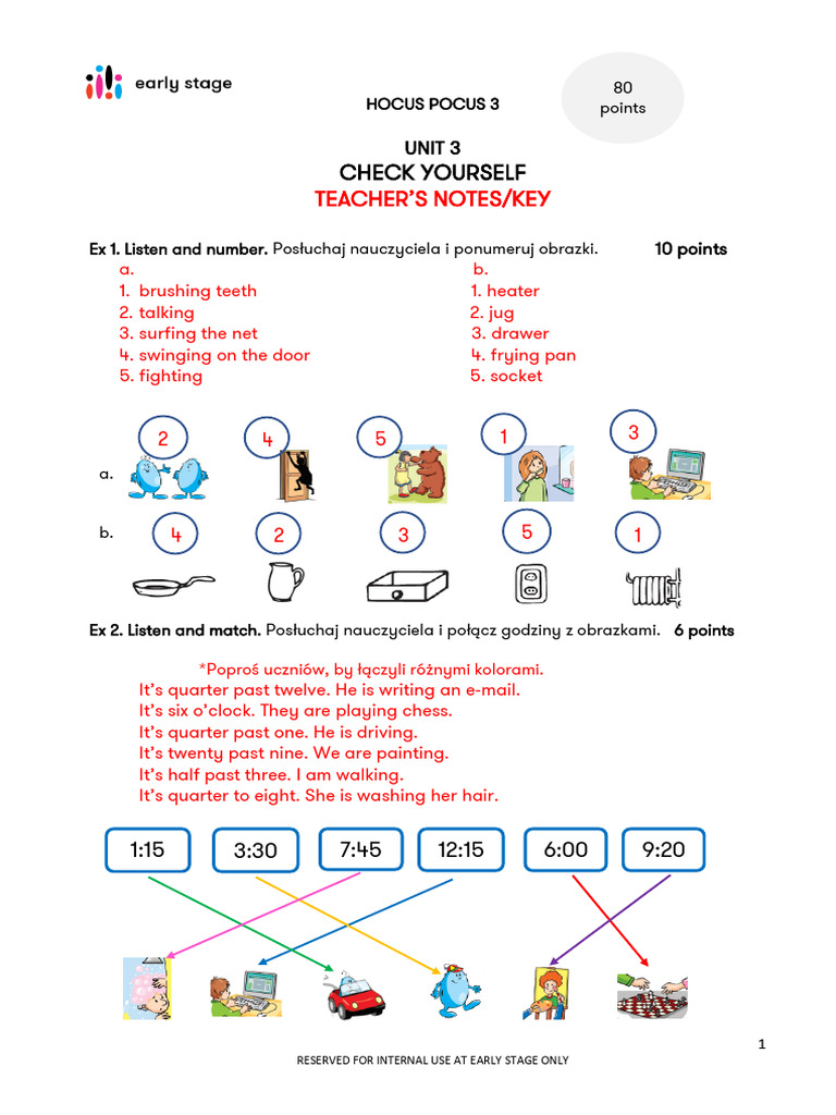Hocus Pocus 3 Unit 3 CHECK YOURSELF Teacher's Notes KEY | PDF