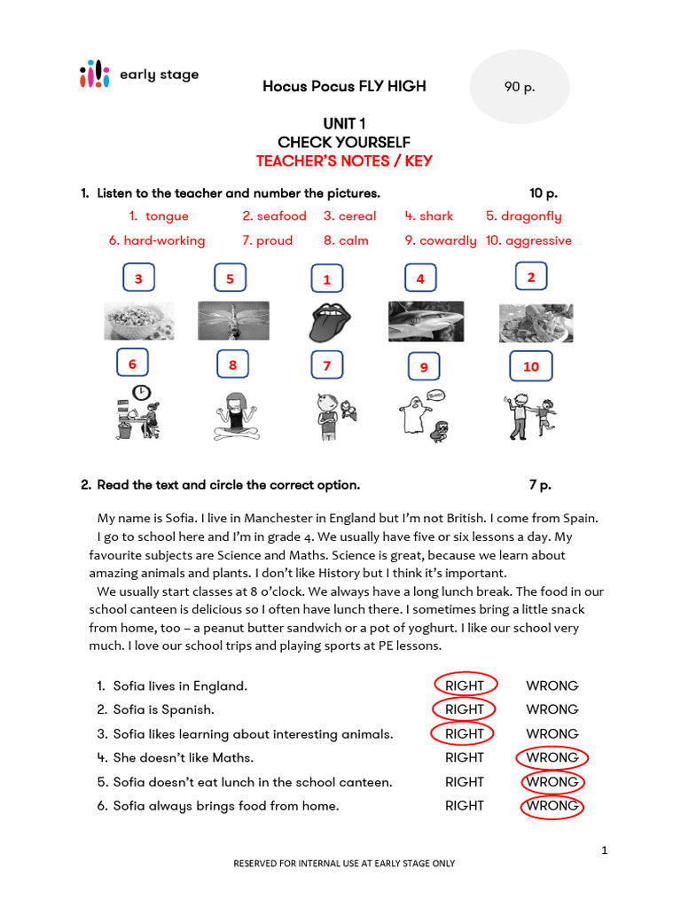 HP Fly High Unit 1 Check Yourself T's Notes Key | PDF