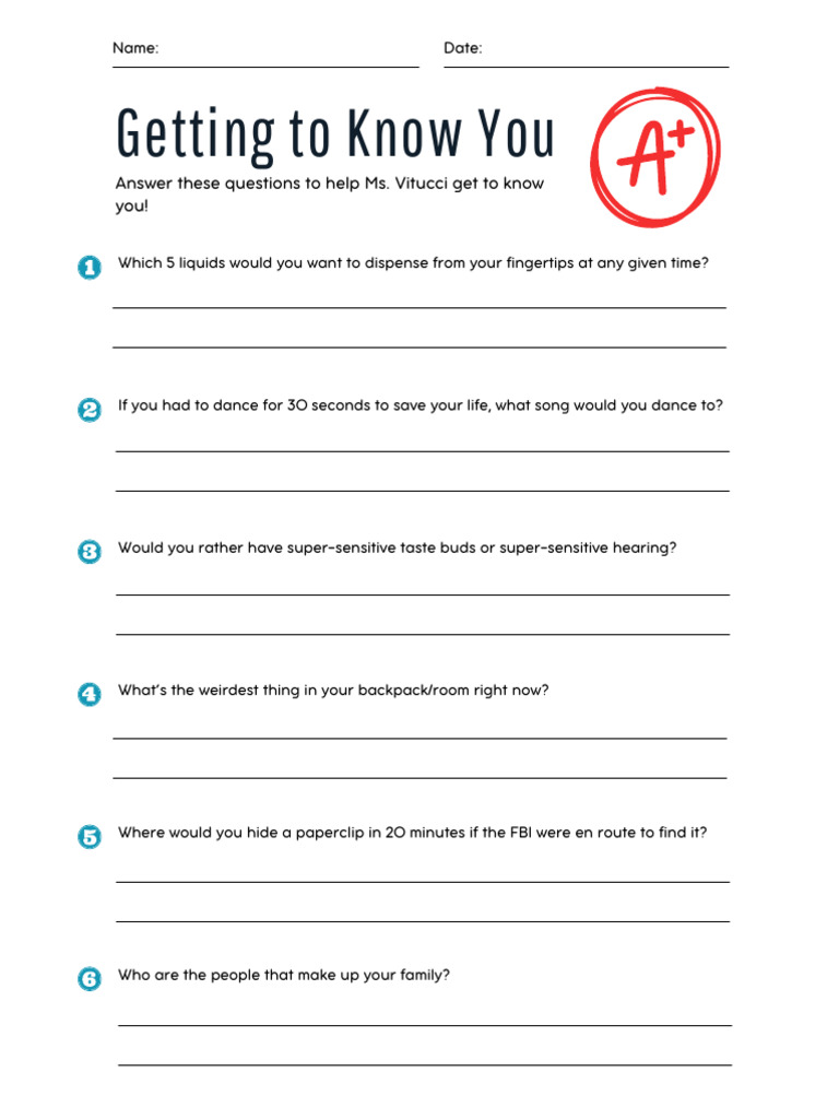Getting To Know You Pdf