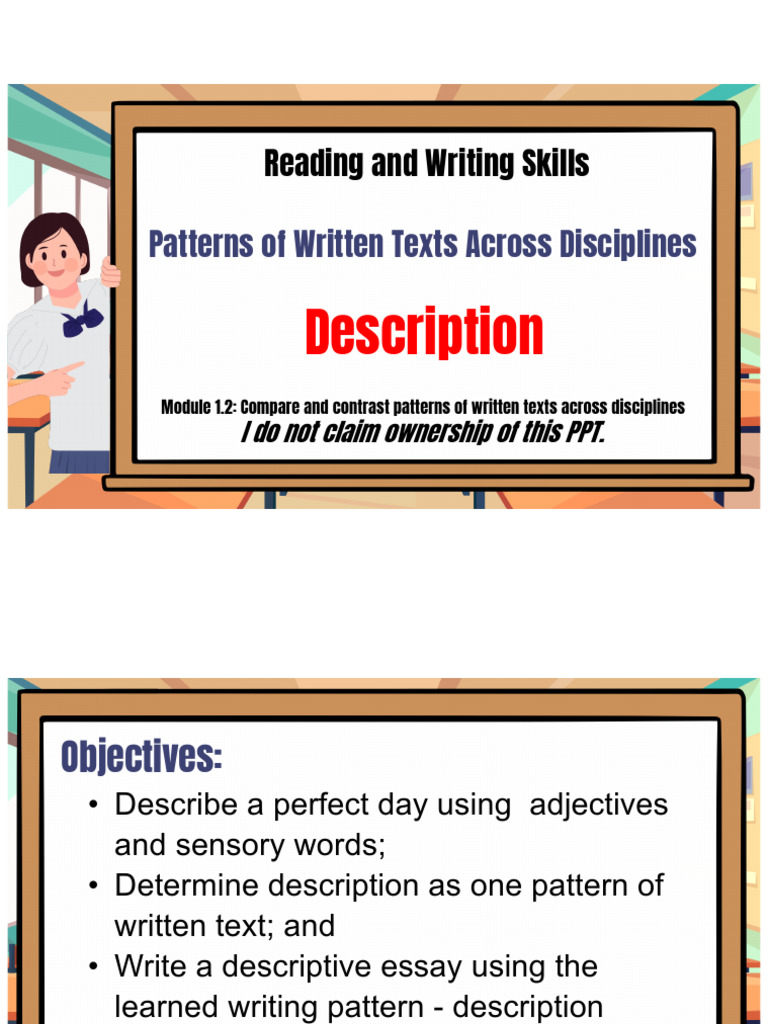 Module 1.2. Patterns of Written Texts Description | PDF