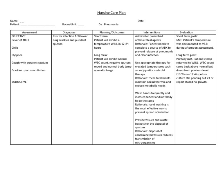 week 2 care plans Pna | PDF