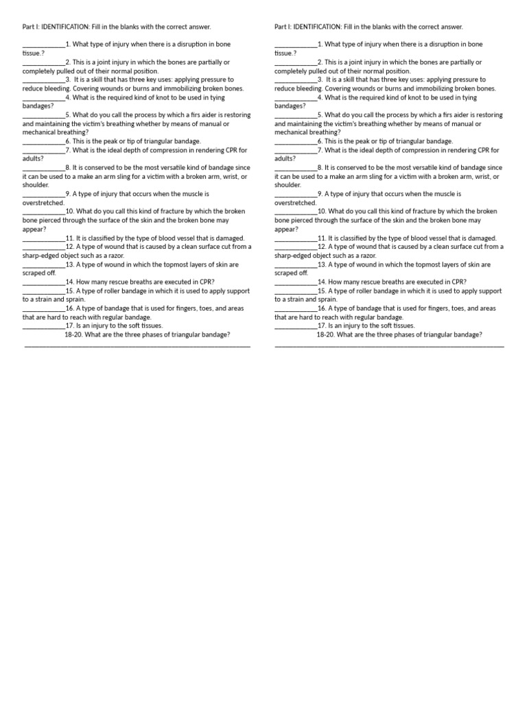 First Aid Quiz 2 | PDF | First Aid | Arm