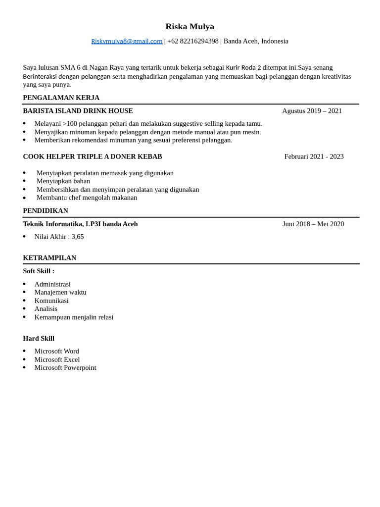 CV Riski Mulya | PDF