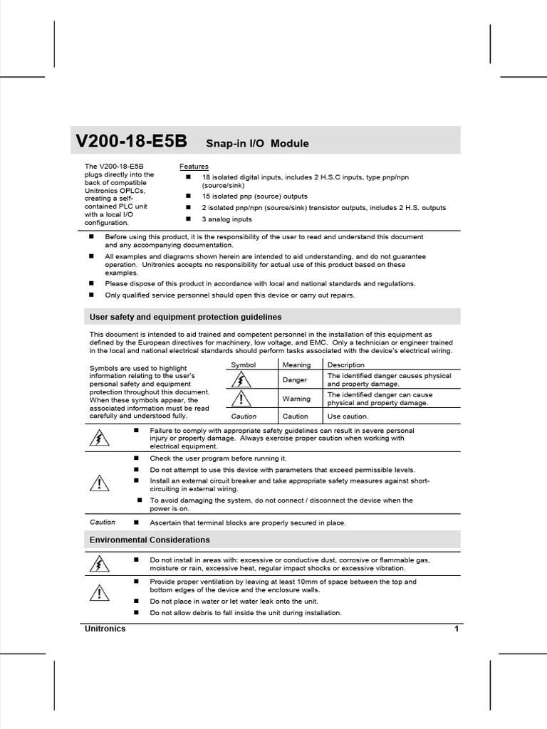 V200 18 E5B Especificacao Tecnica | PDF