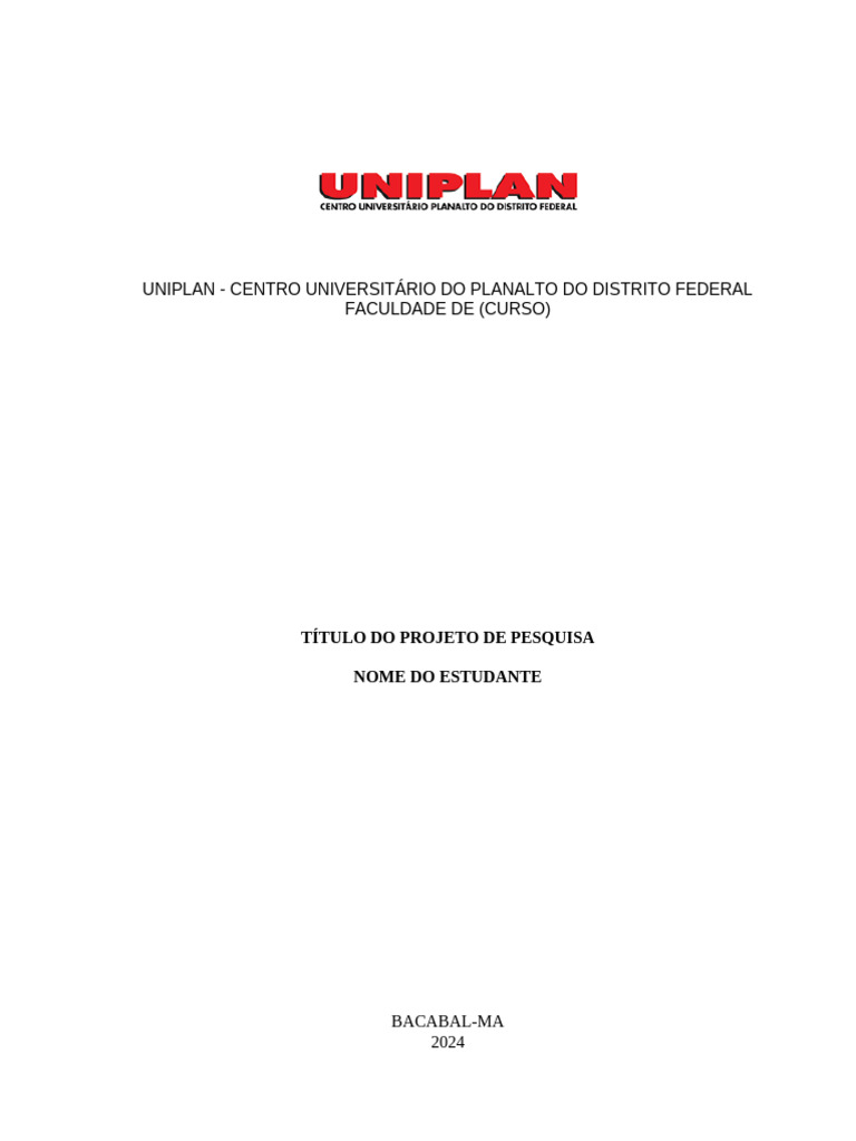 Modelo Projeto Uniplan | PDF