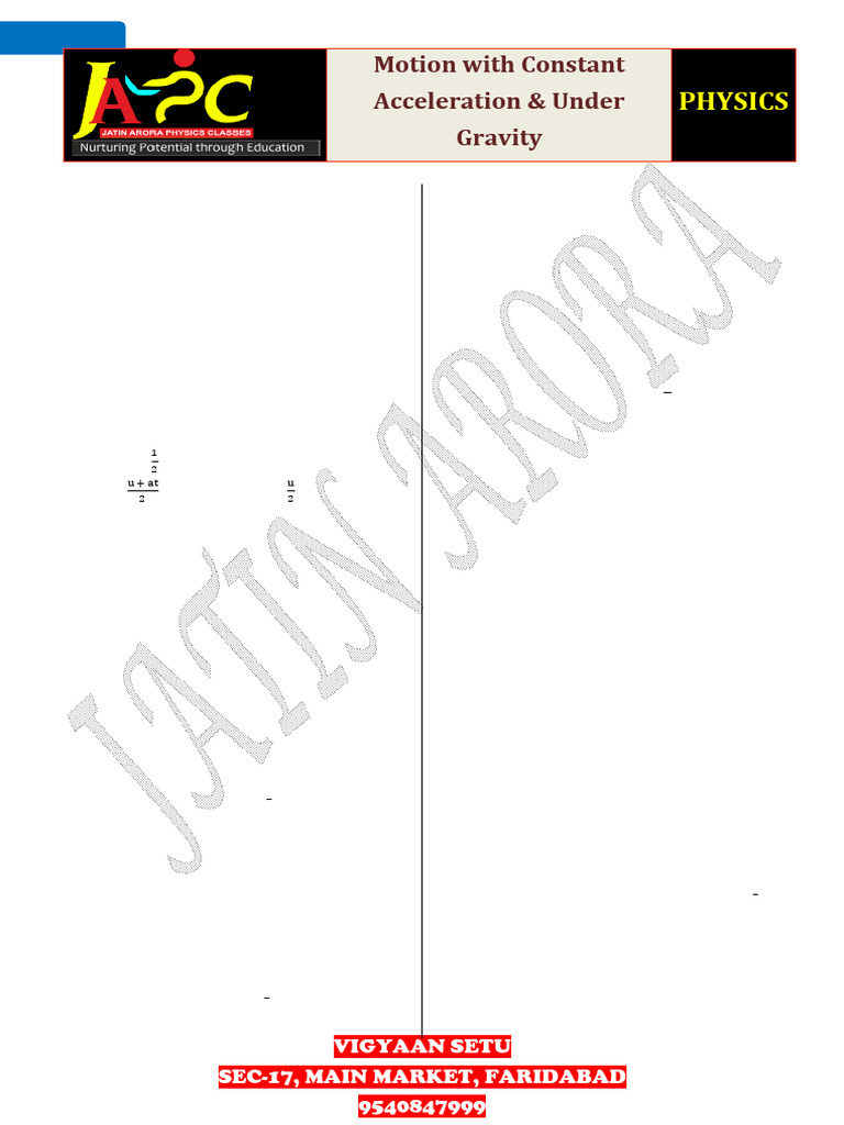 Motion With Constant Acceleration & Under Gravity | PDF