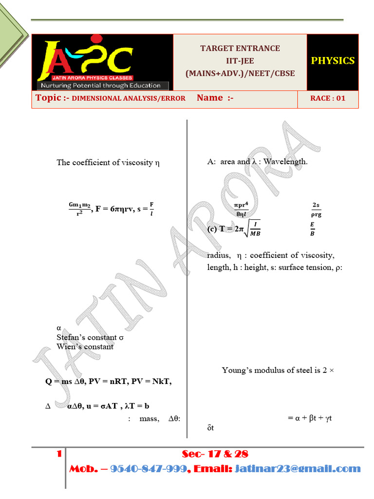 Unit Dimension Practice | PDF