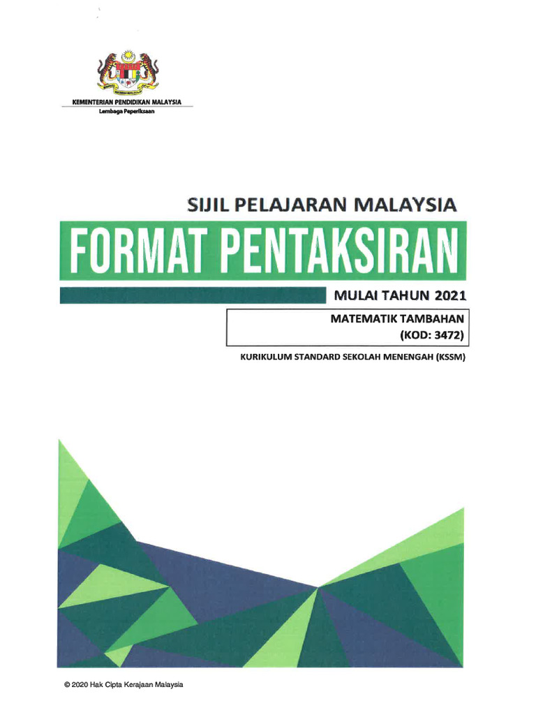 Matematik Tambahan (3472) | PDF