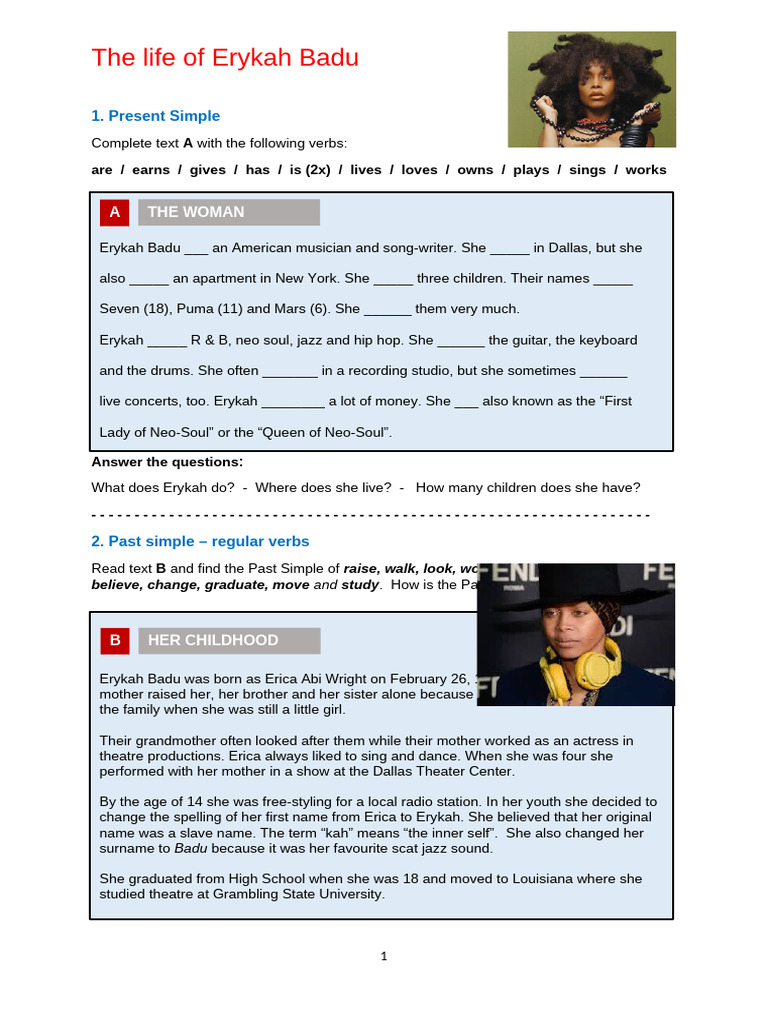 Present Simple or Past Simple Information Gap Activities Reading ...