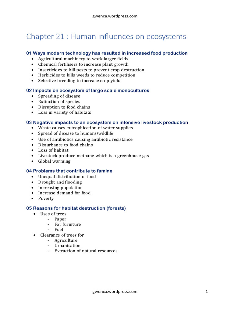 21-human-influences-on-ecosystems | PDF
