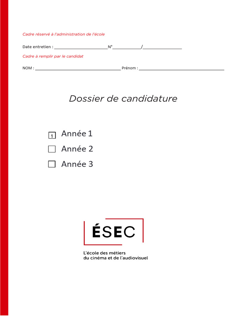 Dossier de Candidature ÉSEC NATIONAL-1 | PDF