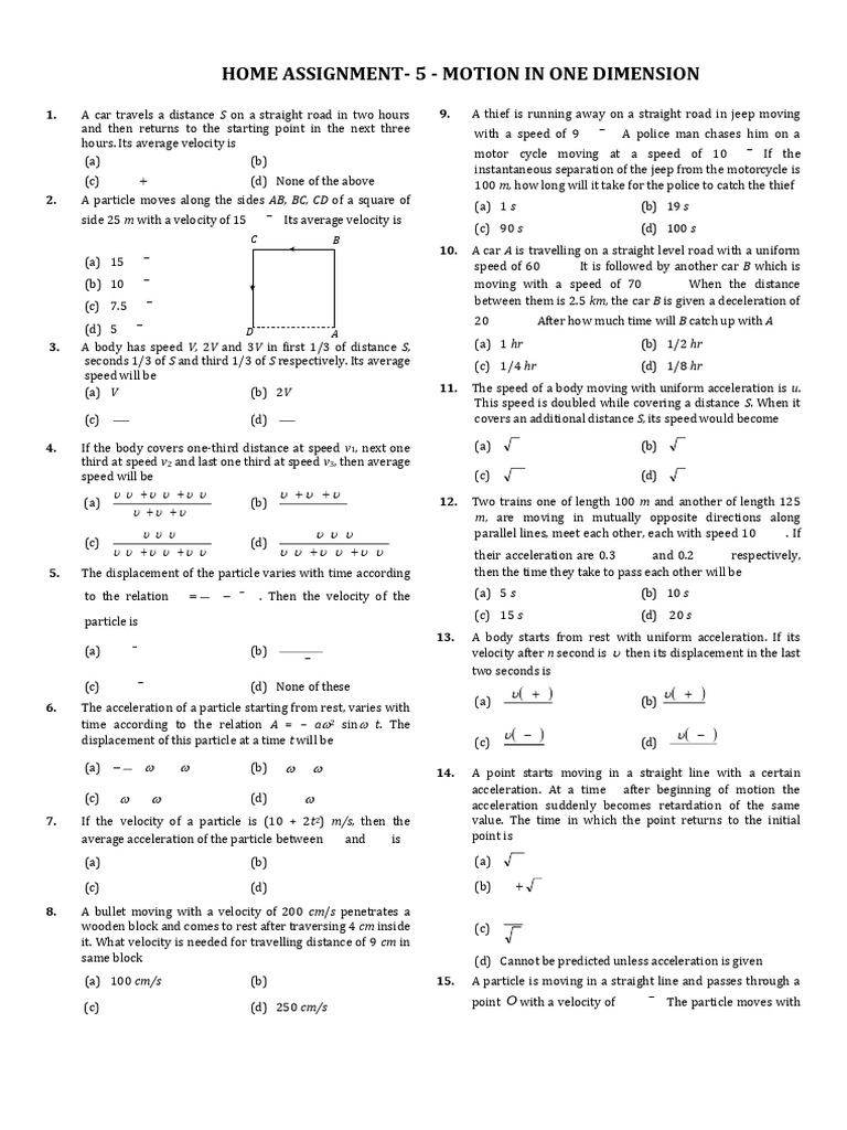 Home Assignment-5 - Motion in 1 D - 240702 - 225550 | PDF