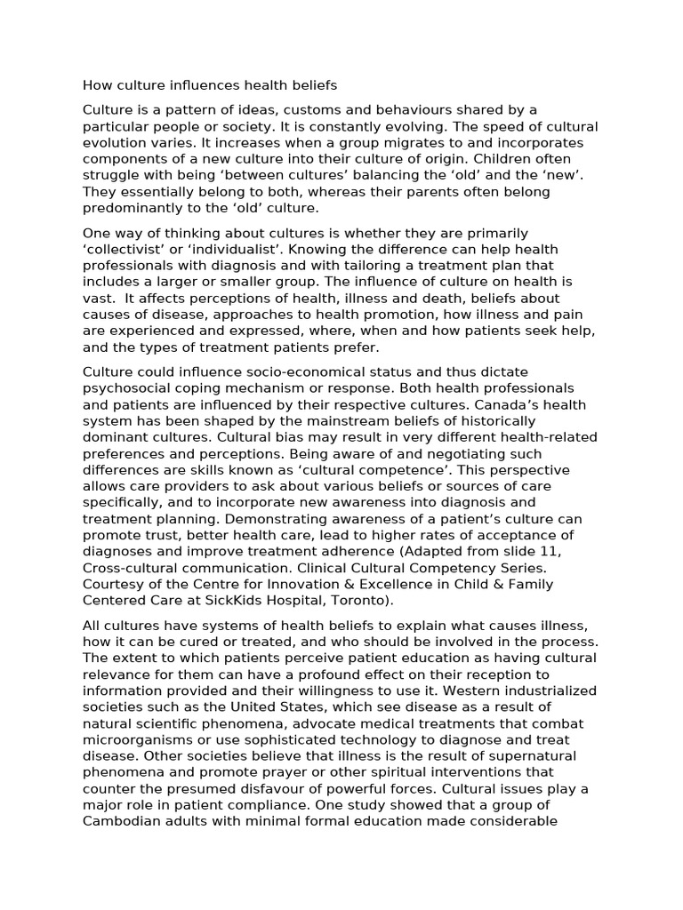 How Culture Influences Health Beliefs | PDF