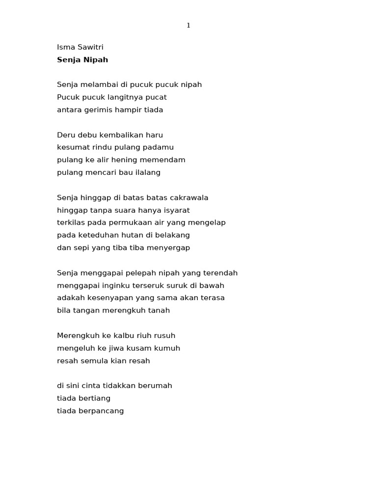 Senja Nipah (Karya Isma Sawitri) | PDF