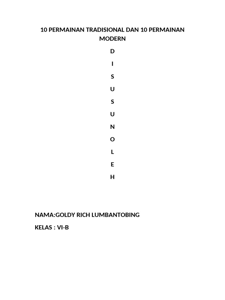 10 Permainan Tradisional Dan 10 Permainan Modern | PDF