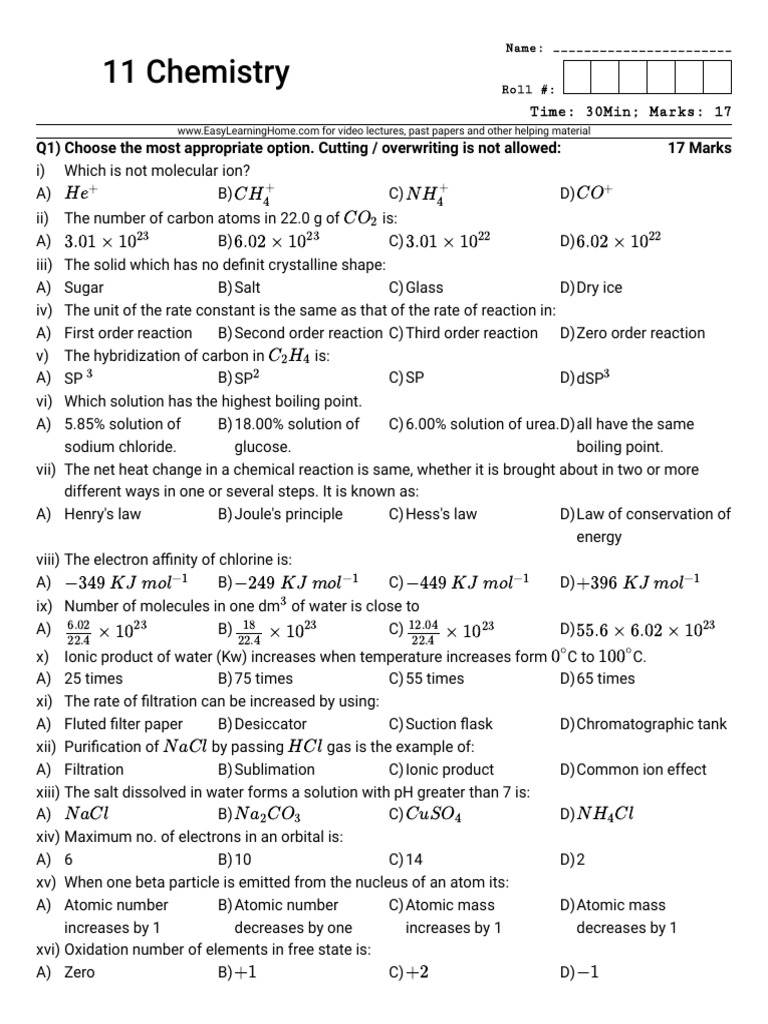 11 Chemistry full book | PDF