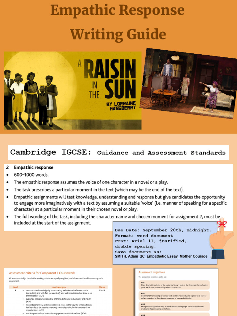 A Raisin in The Sun Empathetic Response - Writing Guide | PDF