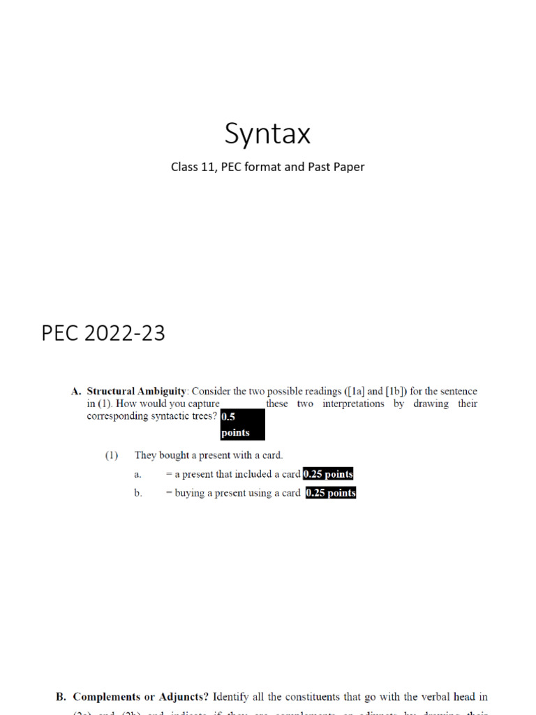 Syntax Class 11 2023 | PDF