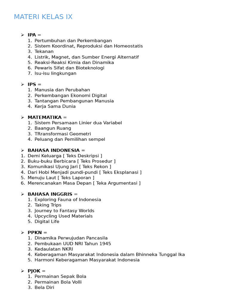 MATERI KELAS IX | PDF