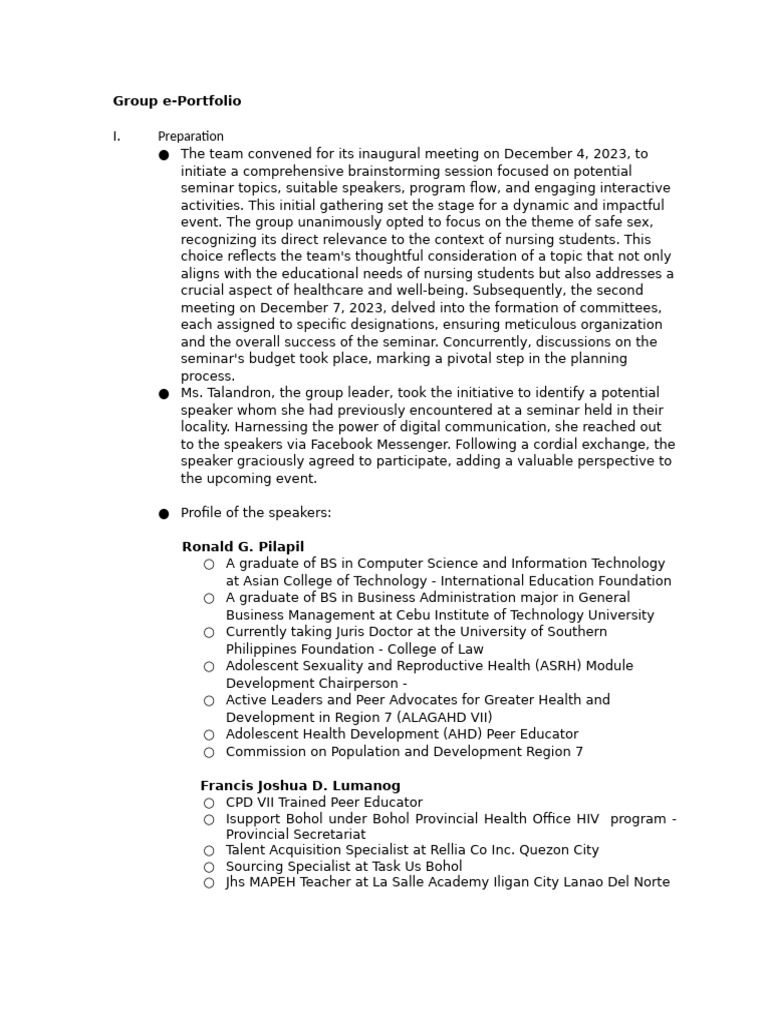 Group e Portfolio | PDF