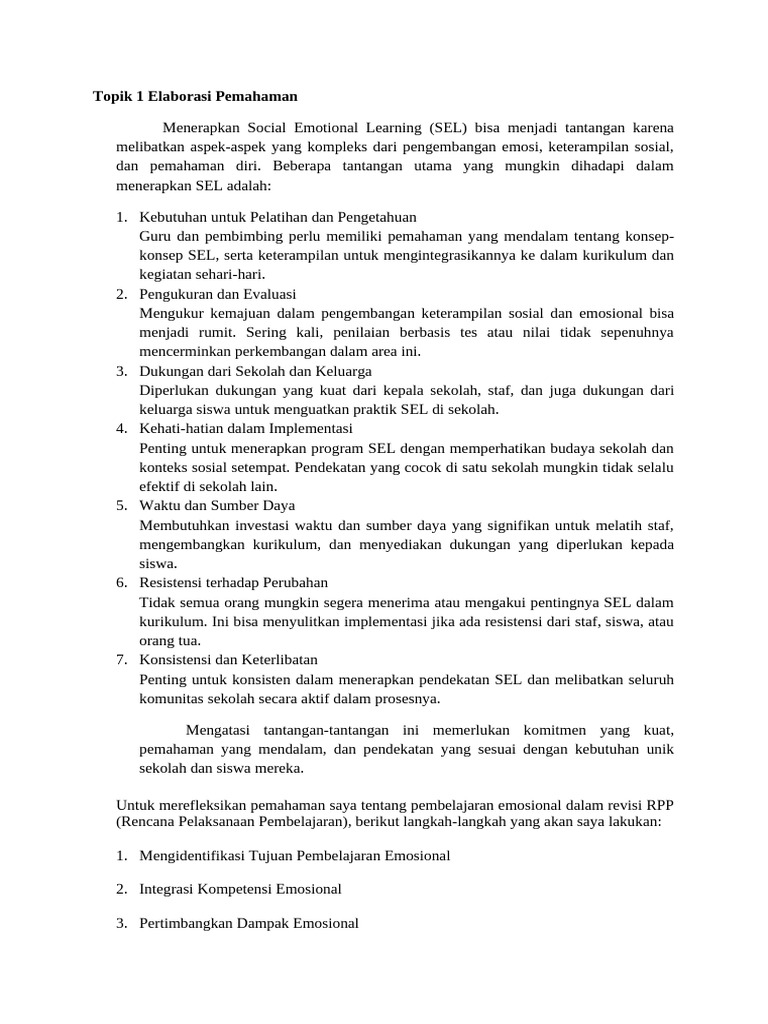 Topik 1 Elaborasi Pemahaman | PDF