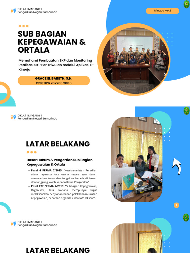 PPT Minggu Ke-2 - Kepegawaian & Ortala - Grace Elisabeth - 199811262022032006 - PN SMR | PDF