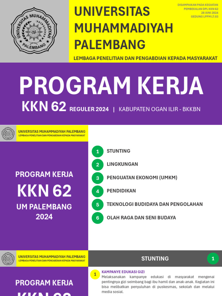 Program Kerja KKN 62 2024 UM Palembang | PDF | Social Science | Wellness