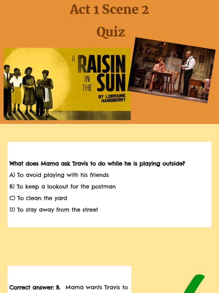 A Raisin in The Sun Act 1 Scene 2 Quiz | PDF