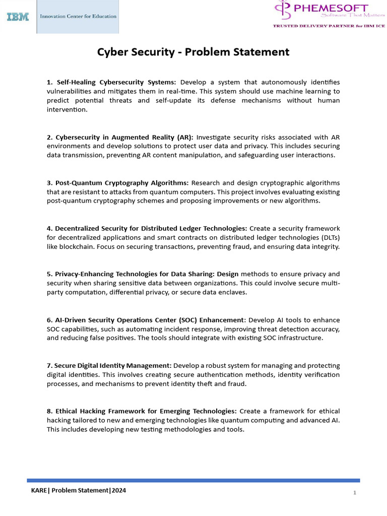 Cyber Security Problem Statements | PDF | Technology & Engineering ...