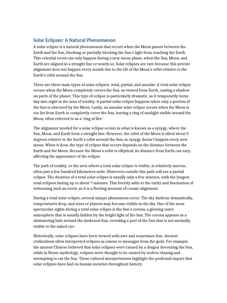 Solar Eclipses Explanatory Text | PDF