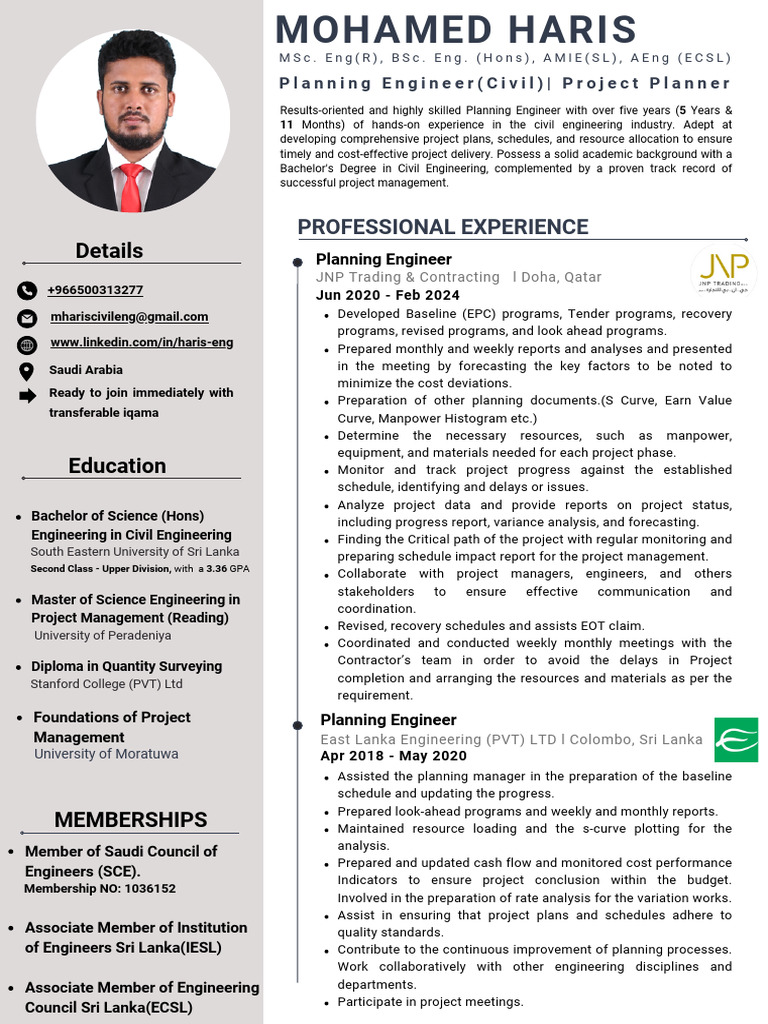 Haris Planning Engineer Resume | PDF