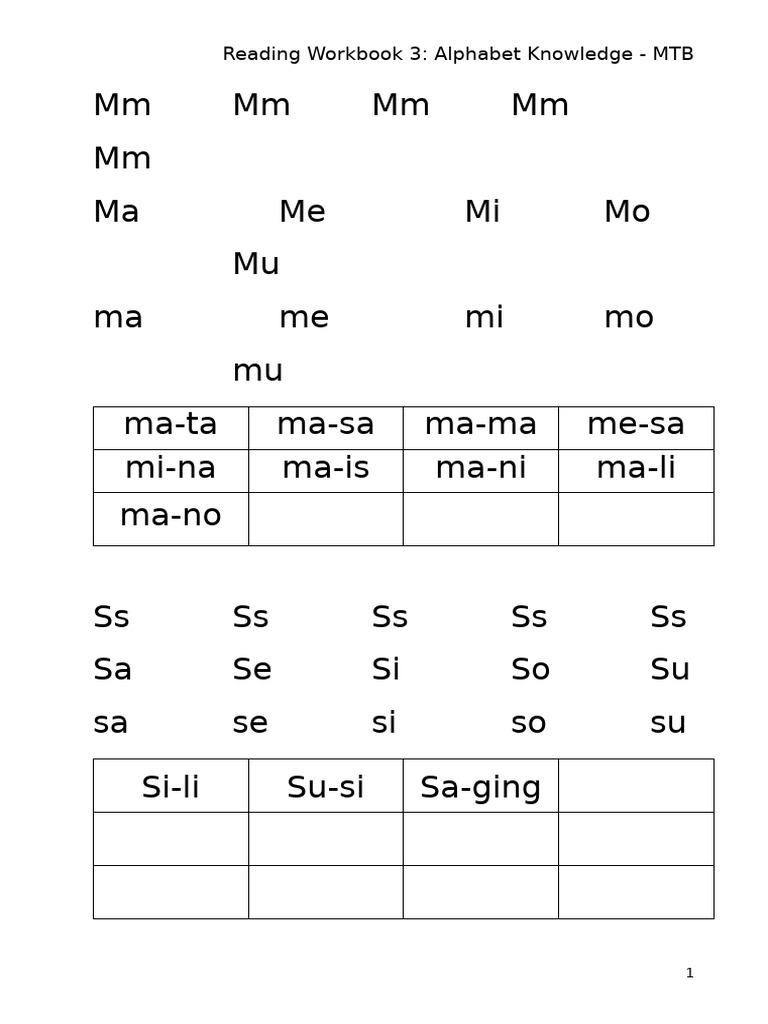 Alphabet Knowledge - MTB | PDF
