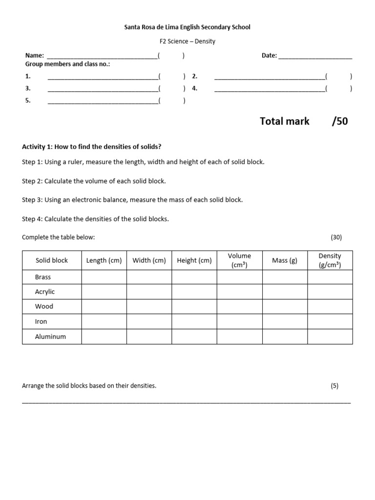Practical 05 - Density | PDF