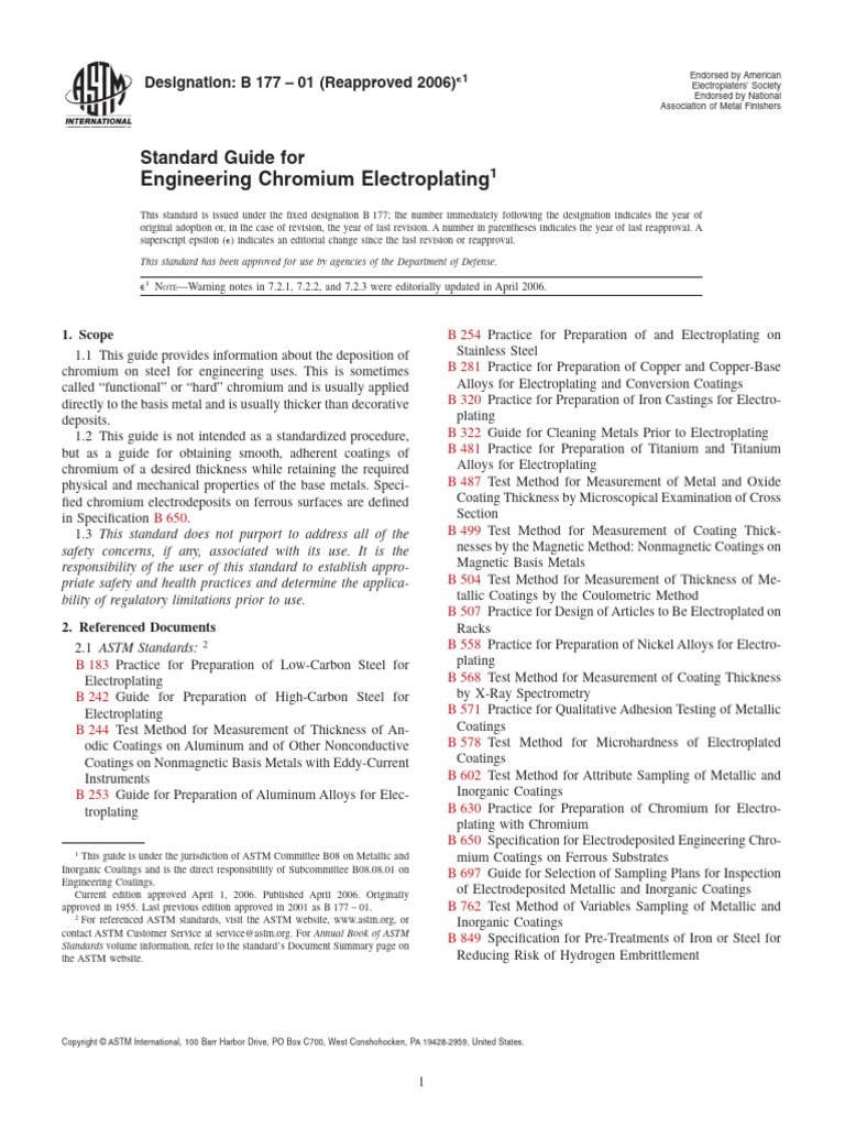 Standard Guide For Engineering Chromium Electroplating | PDF