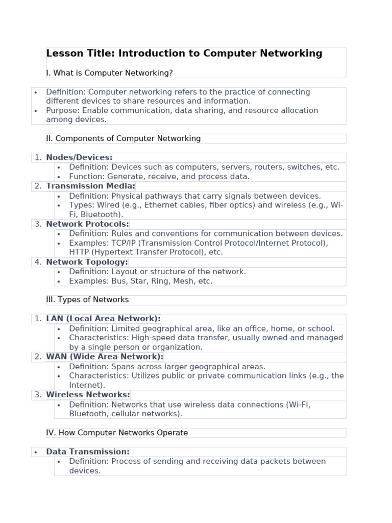 Lesson Intro To Networking | PDF