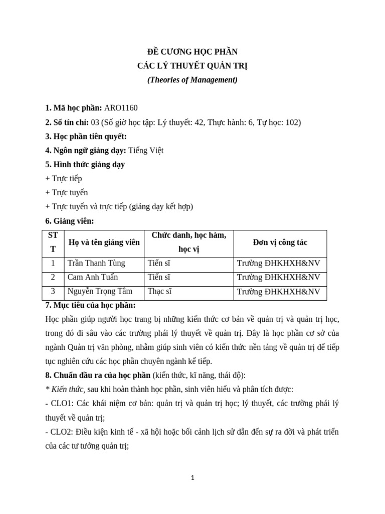 Cac Ly Thuyet Quan Tri | PDF